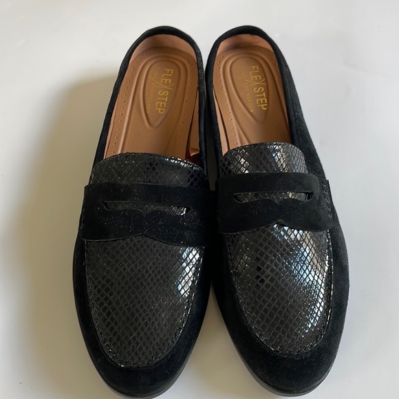 Bass | Shoes | Bass Flex Step Like New Loafer Mules Black Leather Suede ...